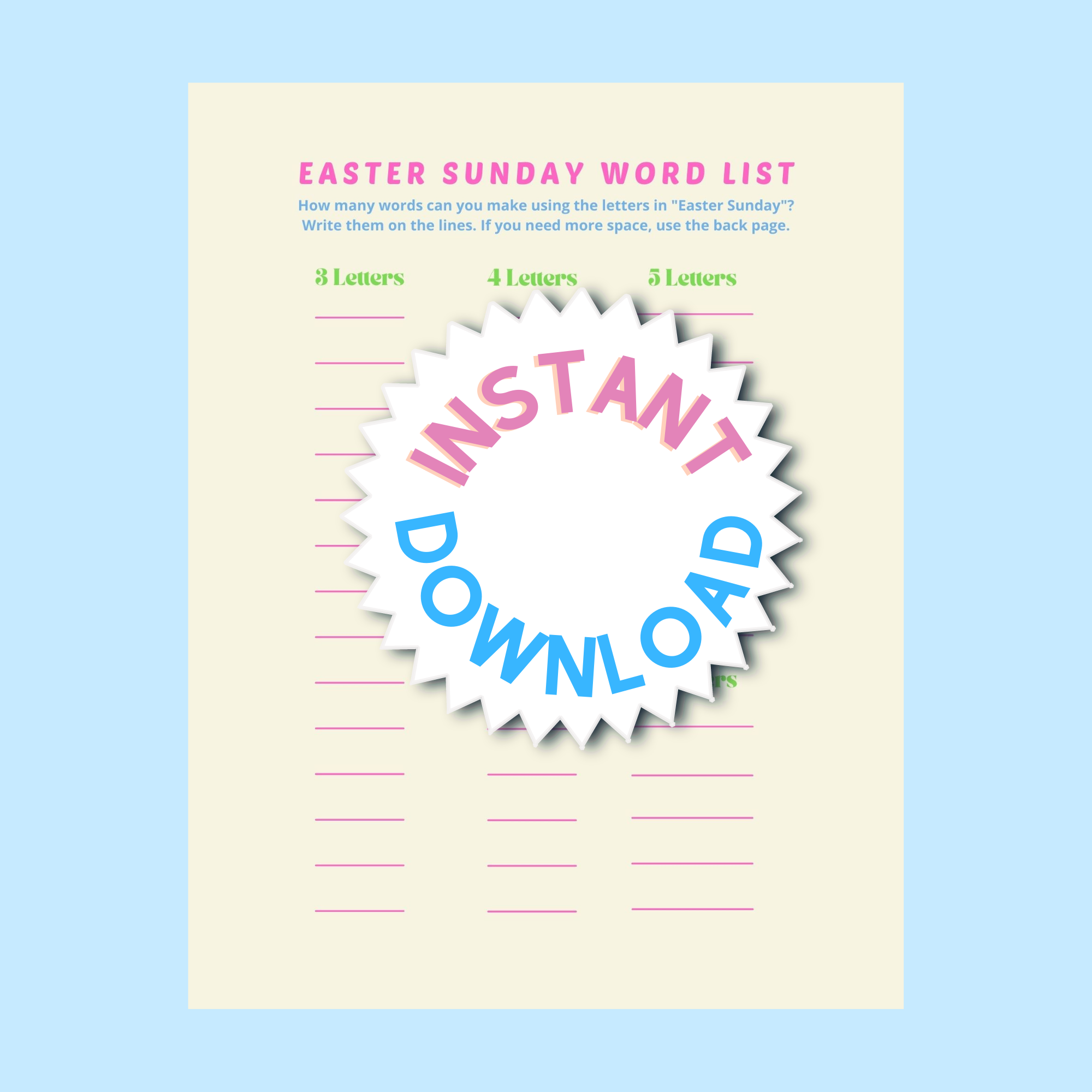 3 Printables for Easter: Memory Game, Word List Worksheet, and Word ...